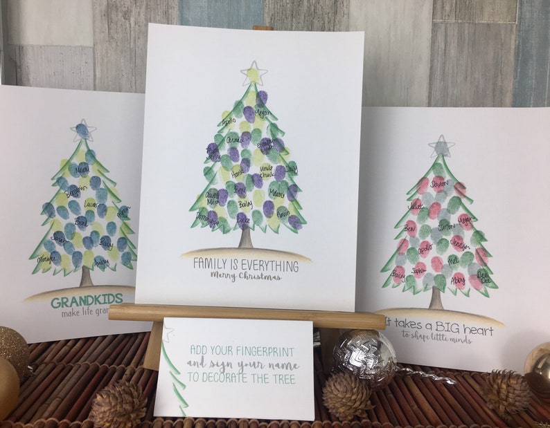 PRINTABLE Christmas Fingerprint Tree Holiday Party Ideas | Etsy
