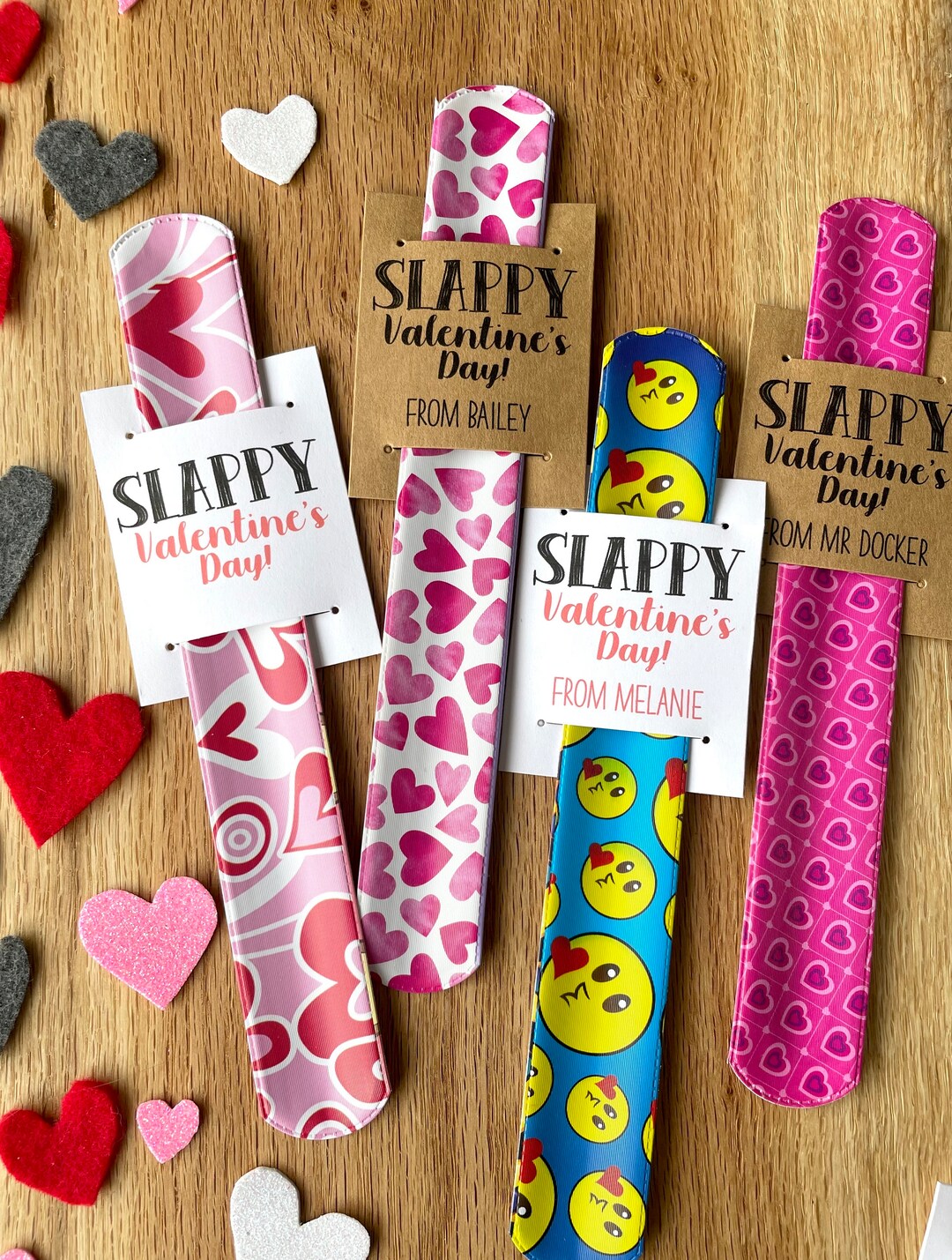 Assembled SLAPPY Valentines Day Tags With Slap Bracelets, Candy-free ...