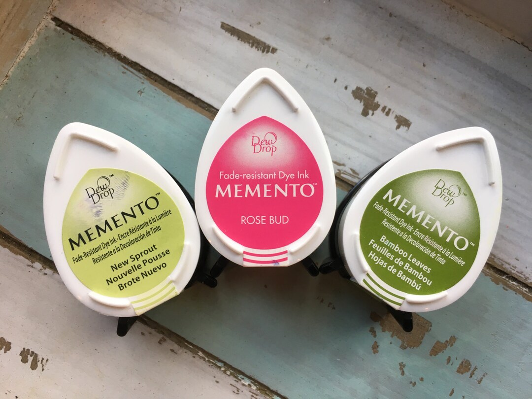 Set of 3 Pink and Green Memento Stamp Pads, Mini Stamp Pads, Small ...