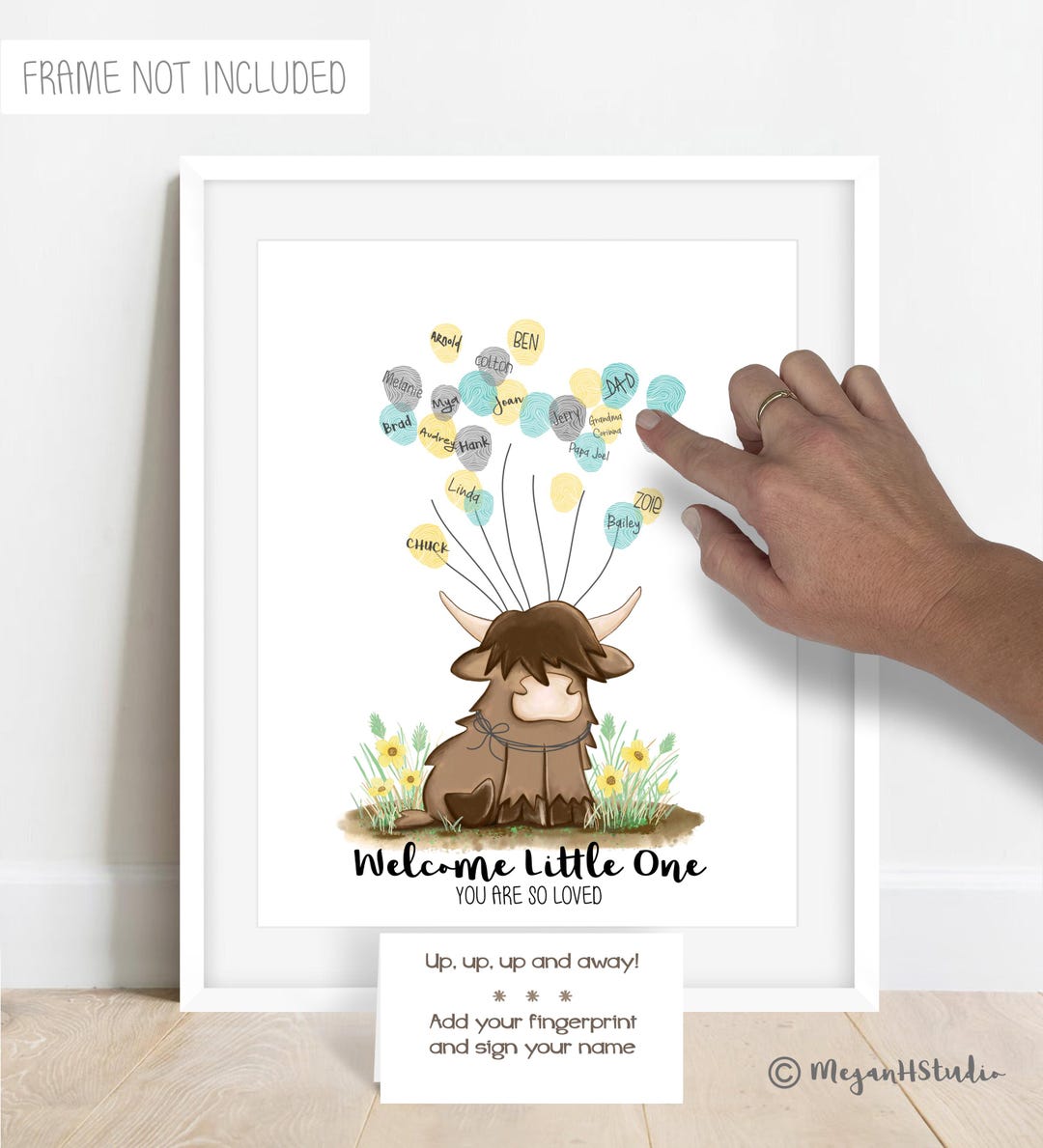 INSTANT DOWNLOAD Highland Cow Baby Shower Fingerprint Poster, Farm Baby ...