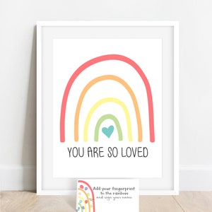 Personalized Fingerprint Rainbow Poster, Classic Rainbow Baby Shower ...