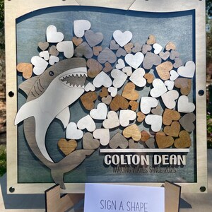 3D Shark Theme Drop Box Keepsake Frame With Heart Shapes, Shark ...