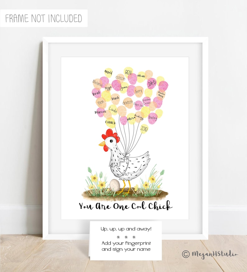 INSTANT DOWNLOAD One Cool Chick First Birthday Thumbprint Tree, Chicken ...
