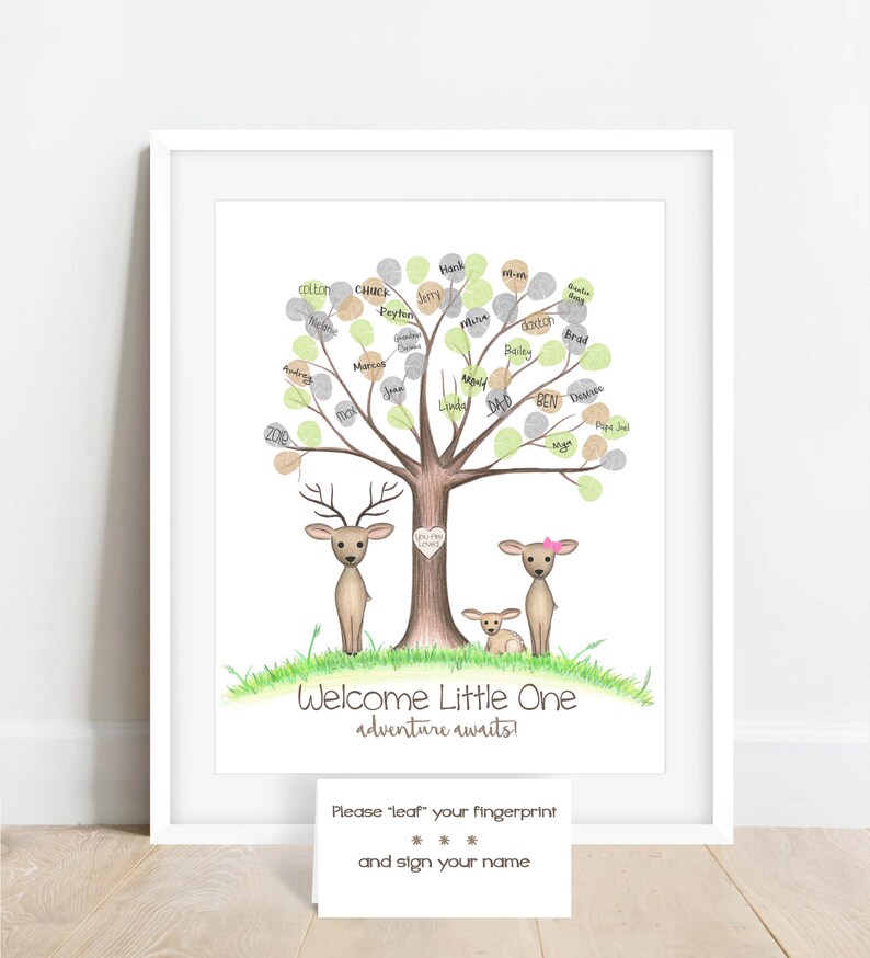 INSTANT DOWNLOAD Deer Fingerprint Tree Poster Oh Deer I'm - Etsy