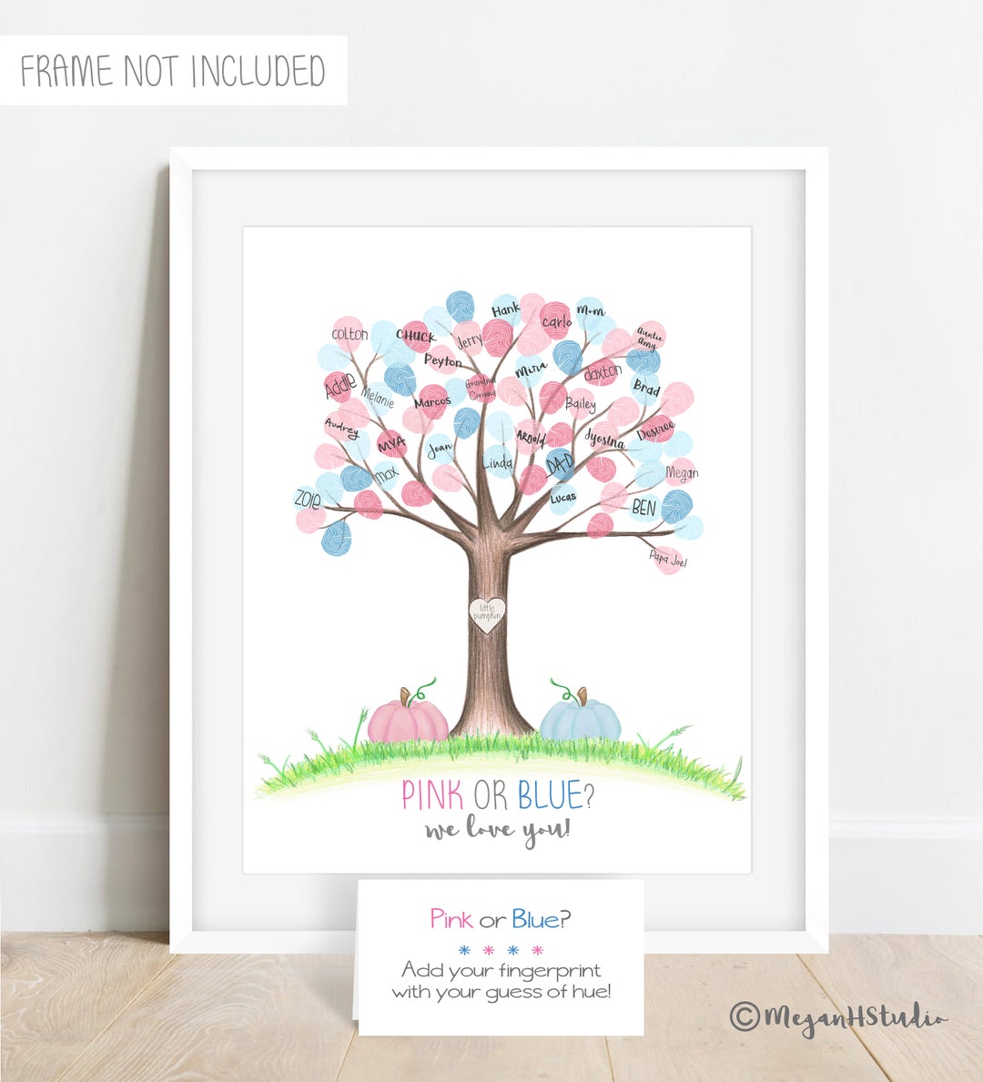 Pumpkin Gender Reveal Fingerprint Tree, What Will Our Little Pumpkin Be ...