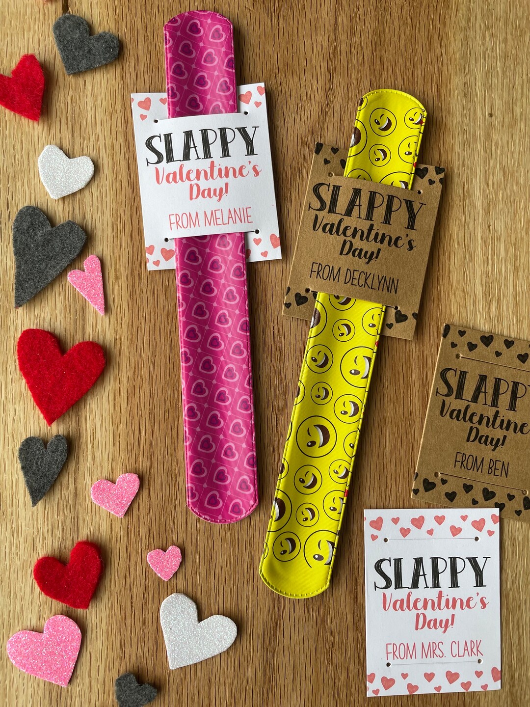 Assembled SLAPPY Valentines Day Tags With Slap Bracelets, Valentines ...