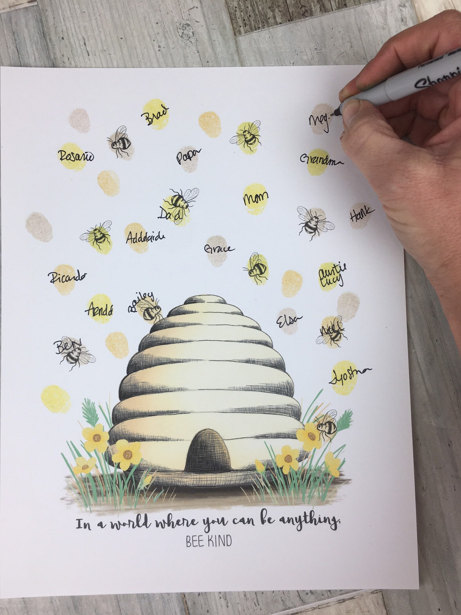 PRINTABLE thumbprint bumblebee guestbook alternative | Etsy