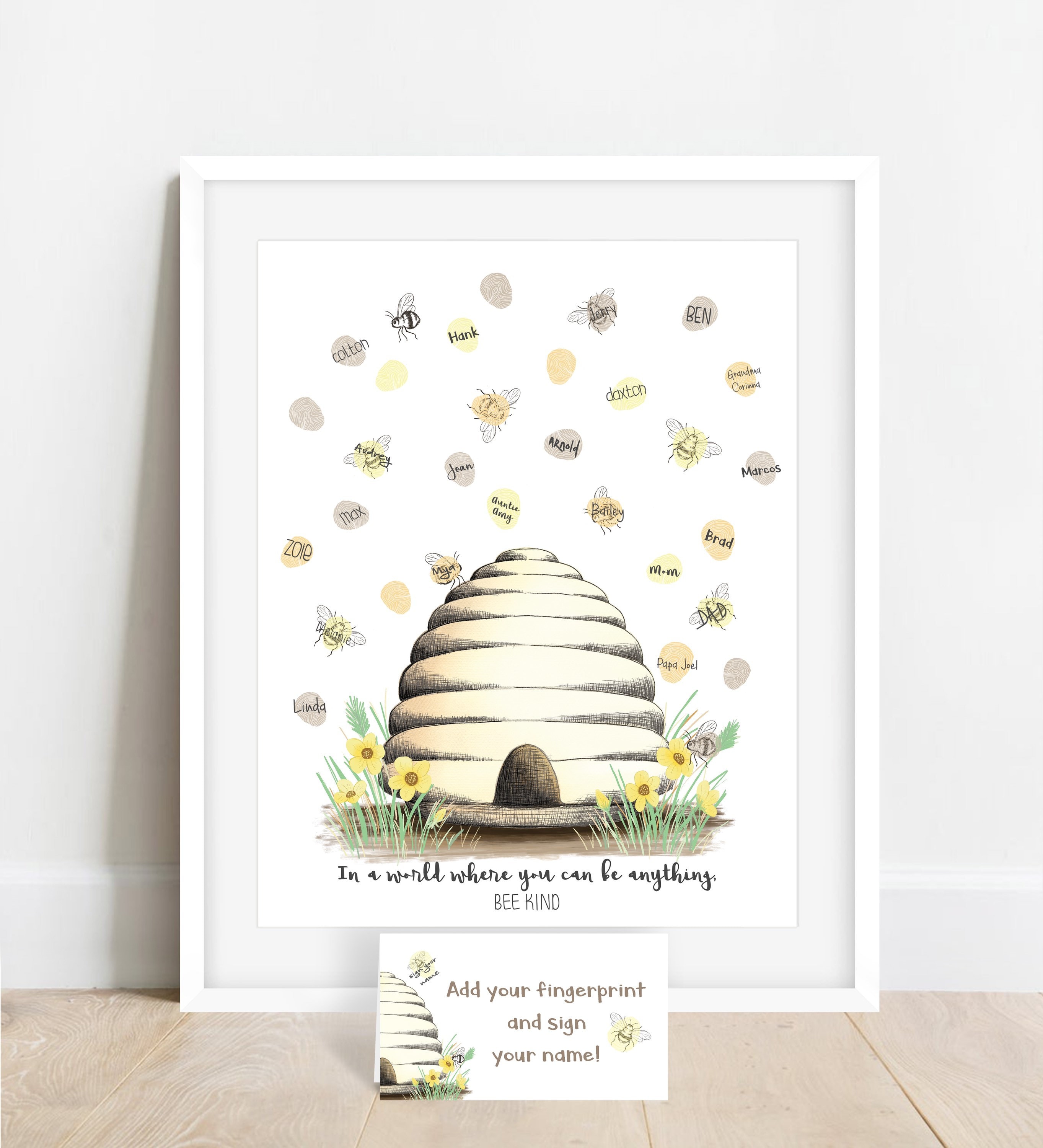 PRINTABLE Thumbprint Bumblebee Guestbook Alternative | Etsy
