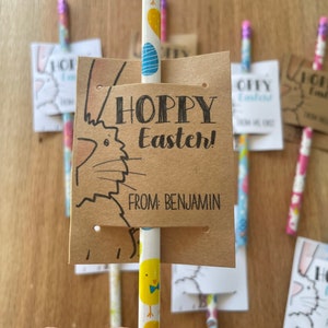 Easter Party Favors, Easter Bunny Pencils and Personalized Tags, HOPPY ...
