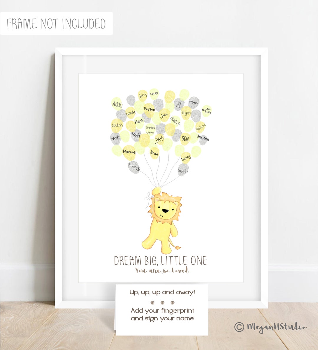 PRINTABLE Lion Fingerprint Balloon Guestbook Alternative, Lion Themed ...