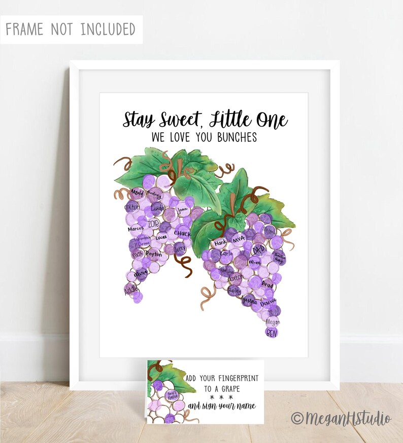 INSTANT DOWNLOAD We Love You Bunches Grapevine Fingerprint Poster, Sip ...