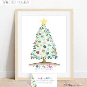 Personalized Gender Reveal Christmas Tree Signature Poster, Christmas ...