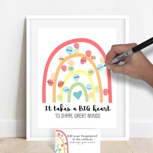 Personalized Teacher Appreciation Fingerprint Rainbow Poster, Rainbow ...
