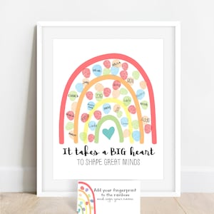 Personalized Teacher Appreciation Fingerprint Rainbow Poster, Rainbow ...