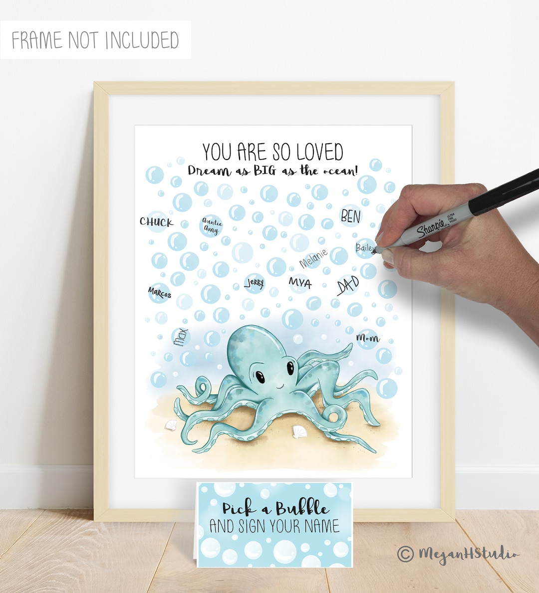INSTANT DOWNLOAD Octopus Baby Shower Signature Poster, Sea Animal ...