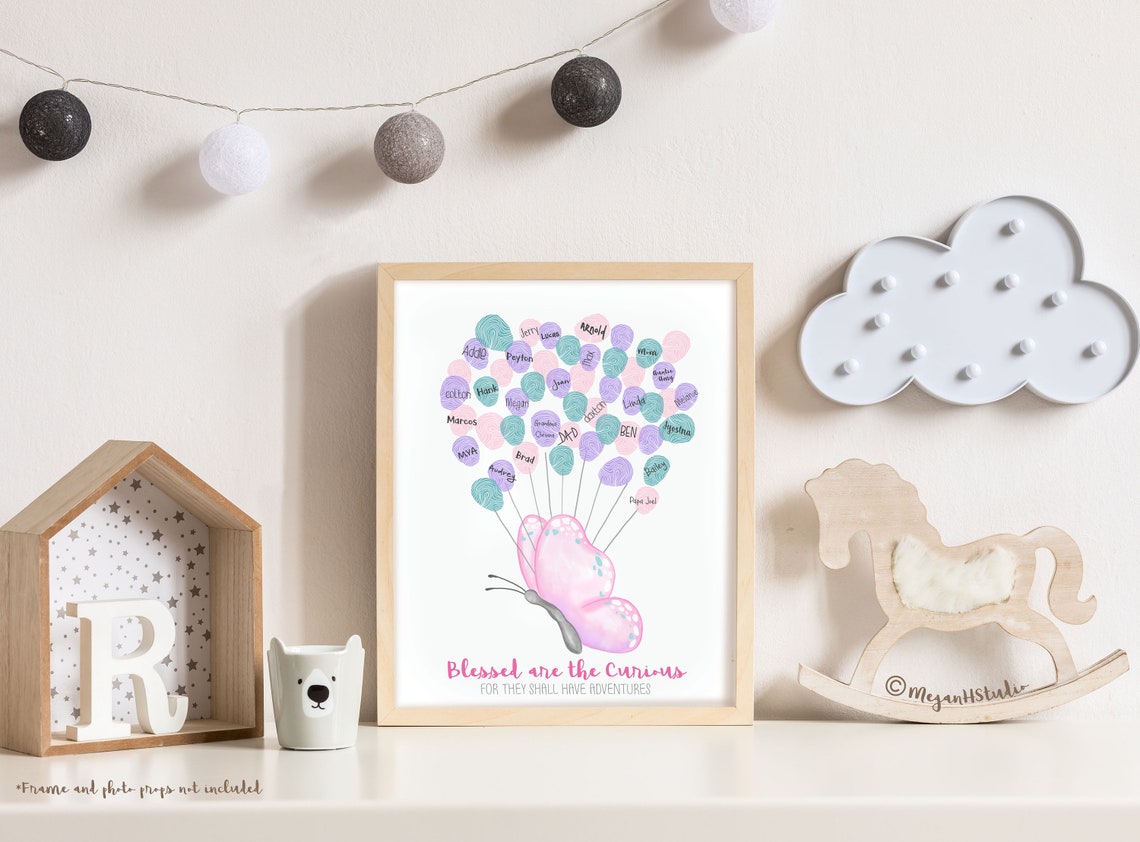 Personalized Butterfly Fingerprint Poster, Butterfly Themed Baby Shower ...