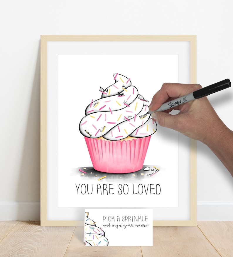 INSTANT DOWNLOAD Girl's Cupcake Party Signature Poster, Girl's Birthday ...