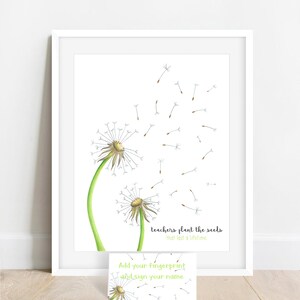 Dandelion Thumbprint Art, Teacher Fingerprint Gift, Teacher ...