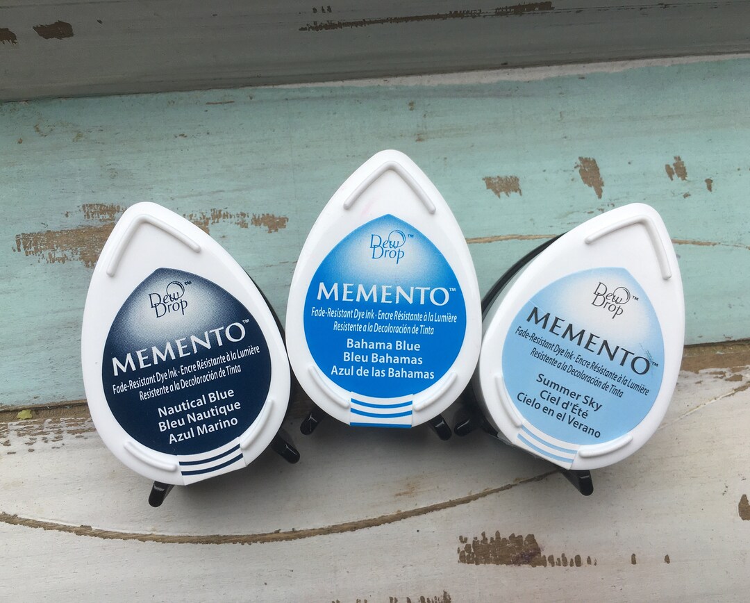 Set of 3 Blue Memento Stamp Pads in Navy Blue, Bright Blue and Baby ...