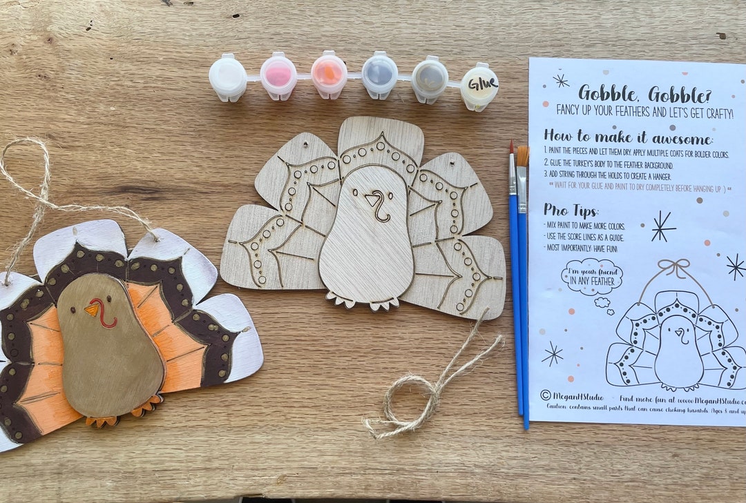 Turkey Craft Kit With Paint, DIY Turkey Paint Party Kit for ...