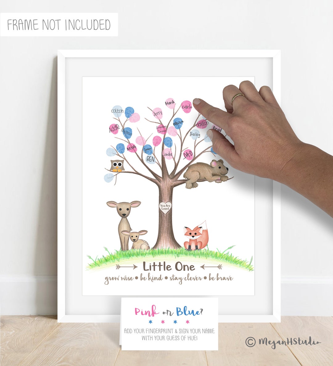 INSTANT DOWNLOAD Gender Reveal Fingerprint Tree With Woodland Animals ...
