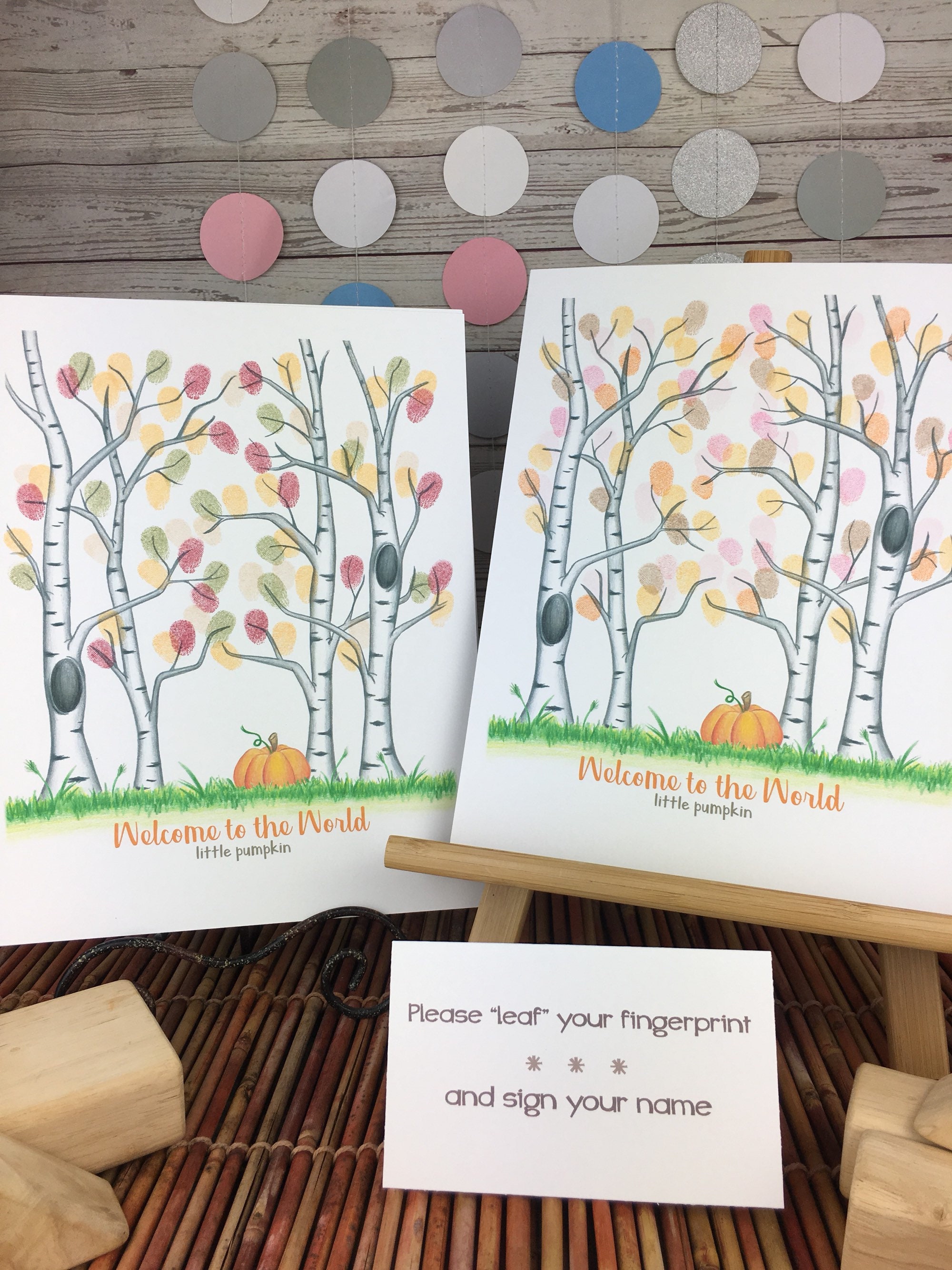 PRINTABLE fall fingerprint birch tree nursery happy fall | Etsy