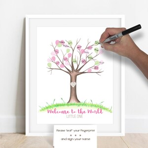 INSTANT DOWNLOAD Girl's Baby Shower Tree, Fingerprint Tree, Baby Shower ...