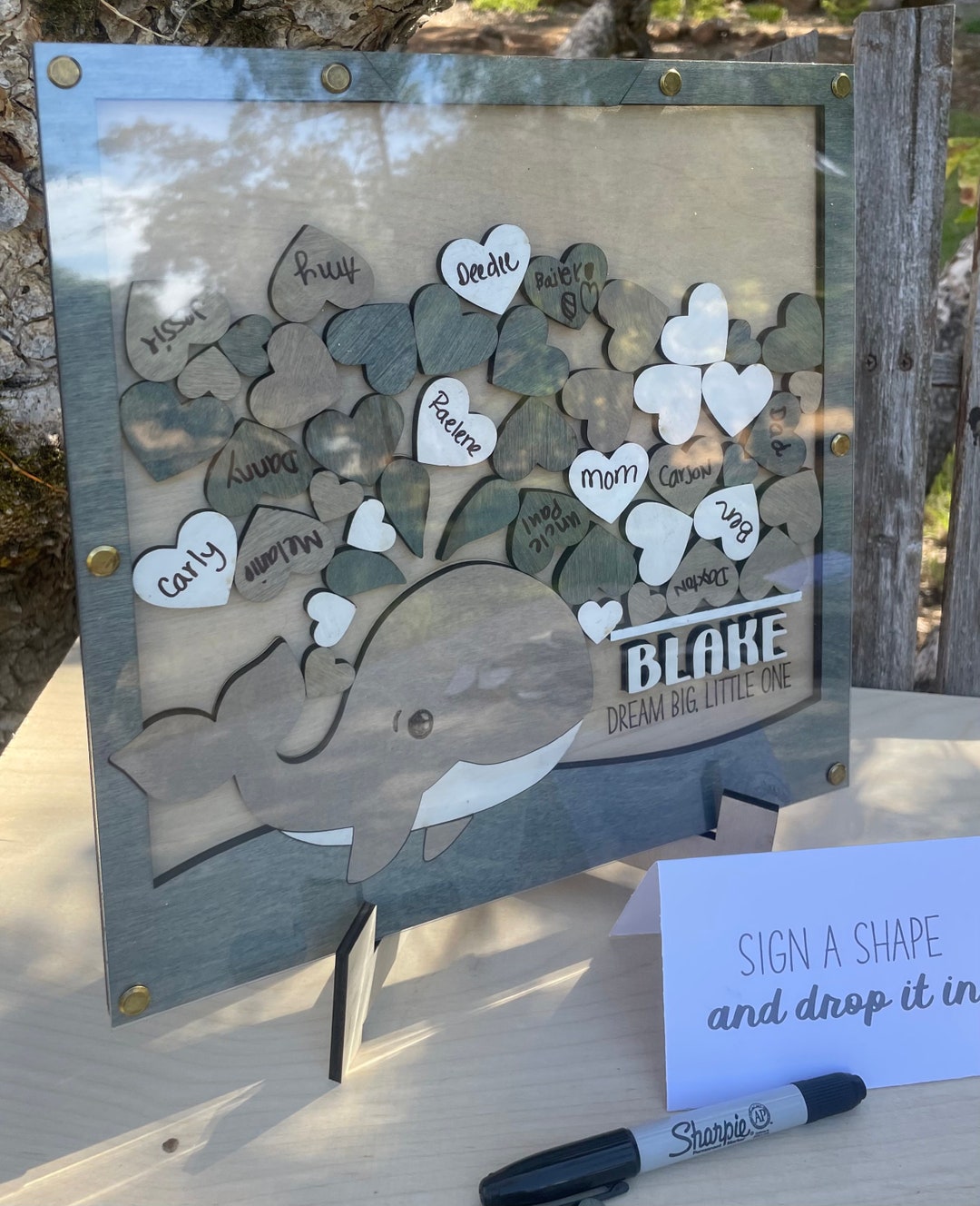 3D Whale Drop Box Signature Frame Guestbook Alternative, Unique ...