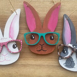 Easter Bunny Craft Kit, Paint Your Own Rabbit With Glasses, Wooden ...