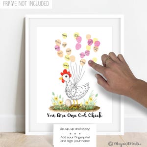 INSTANT DOWNLOAD One Cool Chick First Birthday Thumbprint Tree, Chicken ...