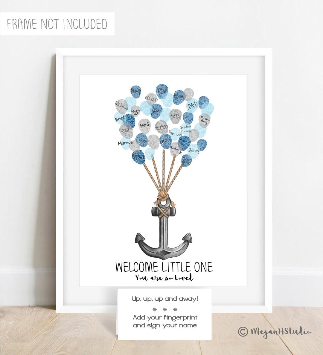 PRINTABLE Anchor Themed Fingerprint Poster, Nautical Decor, Nautical ...