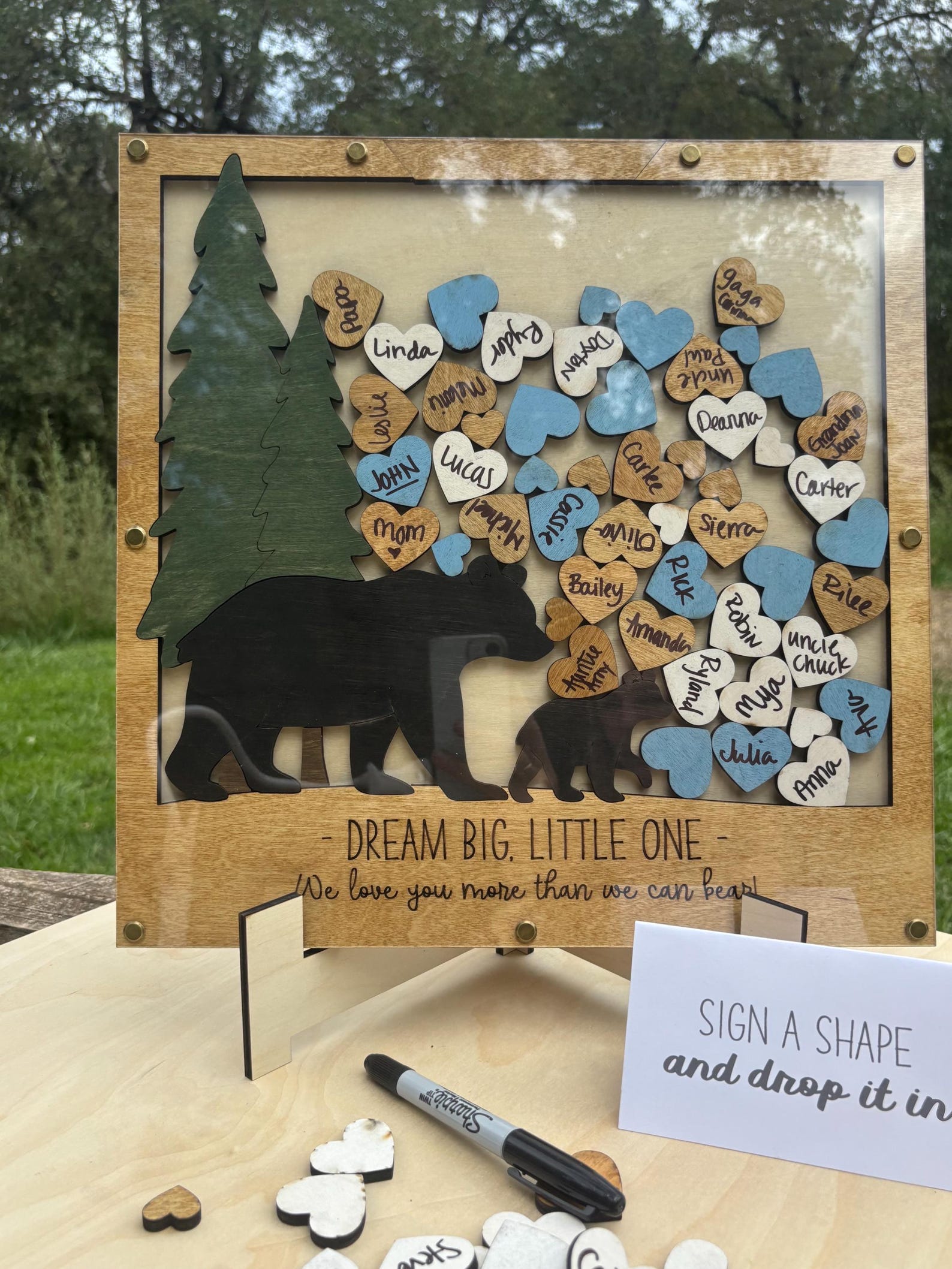 Bear Theme Drop Box Signature Frame, Black Bear Baby Shower Ideas ...