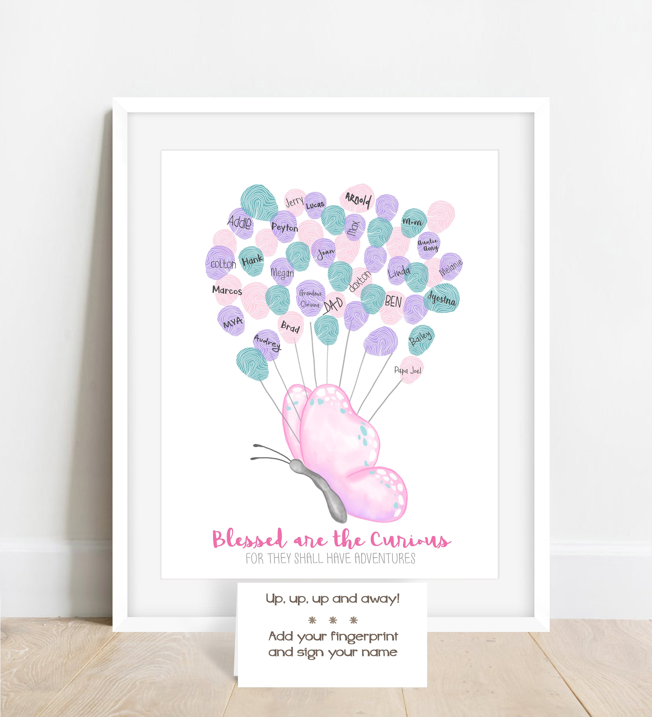 INSTANT DOWNLOAD Butterfly Fingerprint Poster, Butterfly Birthday Party ...