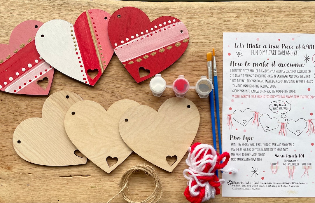 DIY Valentines Day Craft Kit Garland Paint Your Wooden Hearts diy-valentines-day-craft-kit-garland-paint-your-wooden-hearts