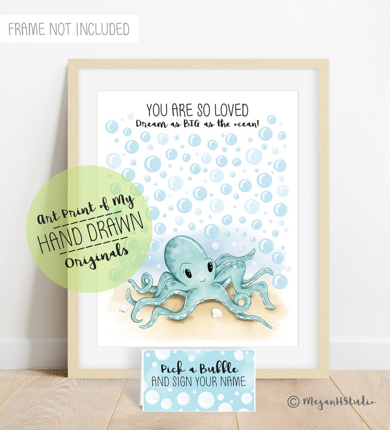 INSTANT DOWNLOAD Octopus Baby Shower Signature Poster, Sea Animal ...