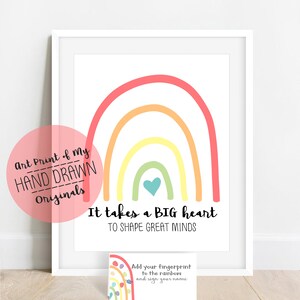 Personalized Teacher Appreciation Fingerprint Rainbow Poster, Rainbow ...