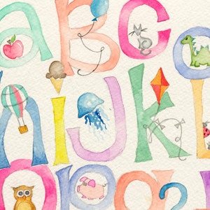 8x10 ABC Alphabet Nursery Watercolor Art Print - Etsy