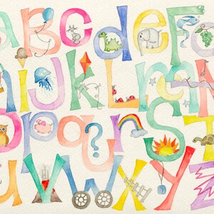 8x10 ABC Alphabet Nursery Watercolor Art Print - Etsy