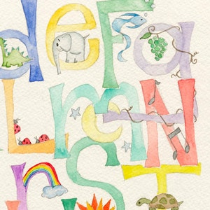 8x10 ABC Alphabet Nursery Watercolor Art Print - Etsy