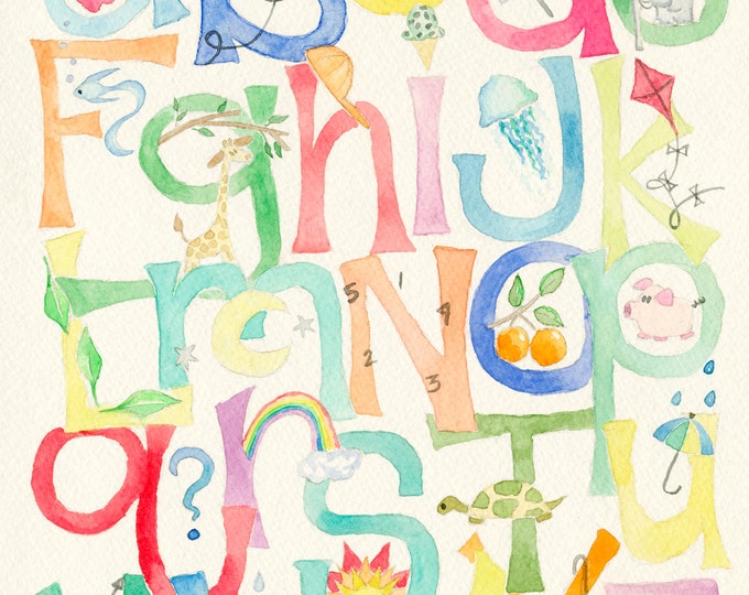 8x10 ABC Alphabet Nursery Watercolor Art Print - Etsy