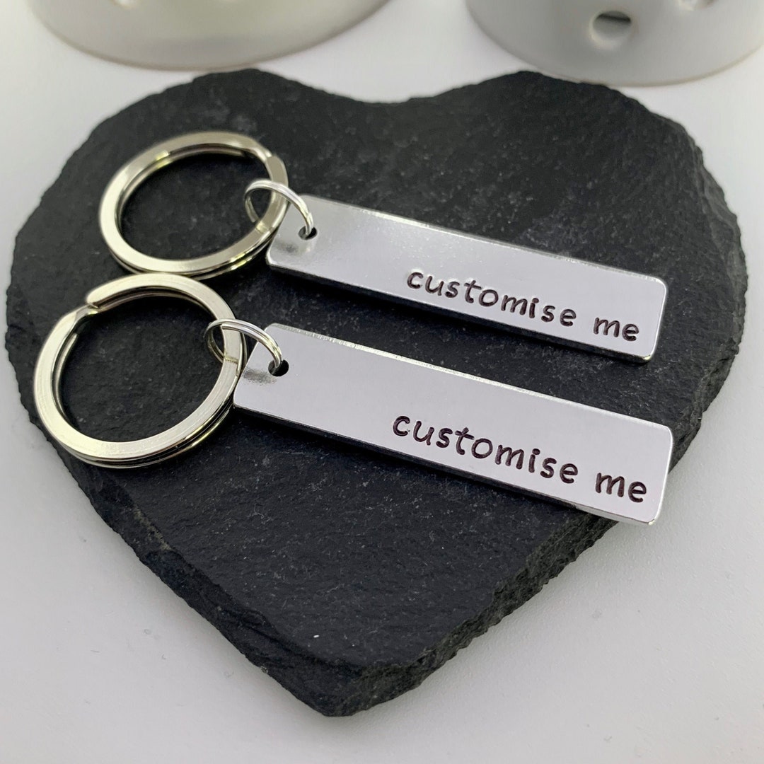 Set of Two Custom Aluminium Keychains Personalized Keychains Write Your ...