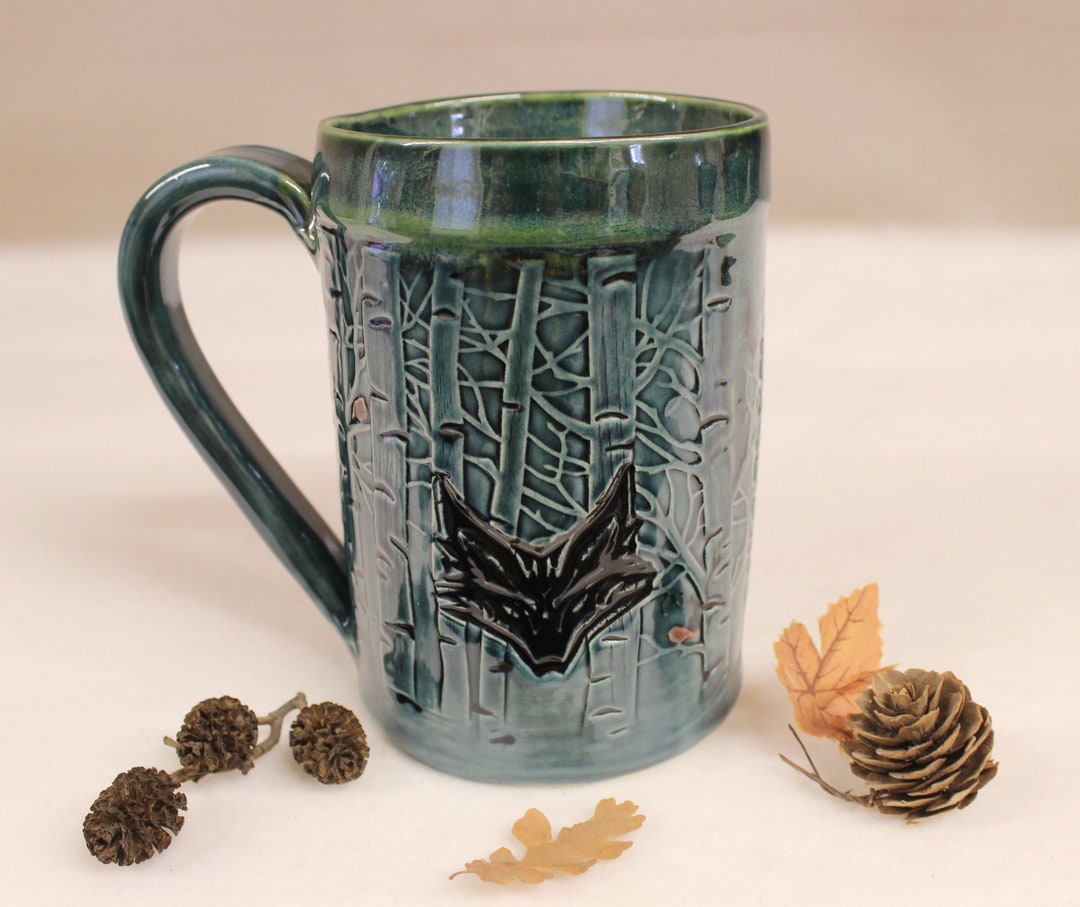 Fenrir in the Aspen Forest With Cardinals Extra Large Ceramic Mug ...