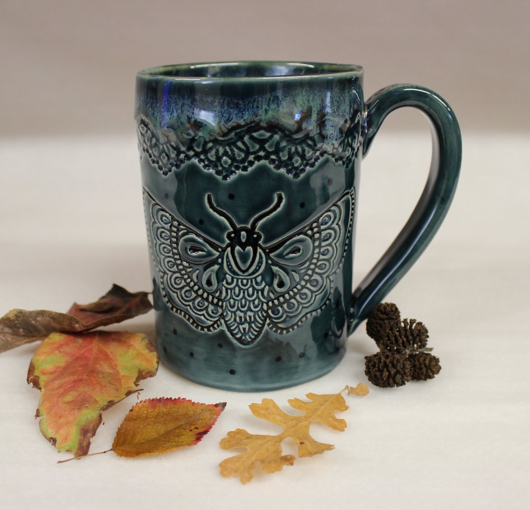Fancy Moth With Stars Extra Large Ceramic Coffee Mug, Handmade ...
