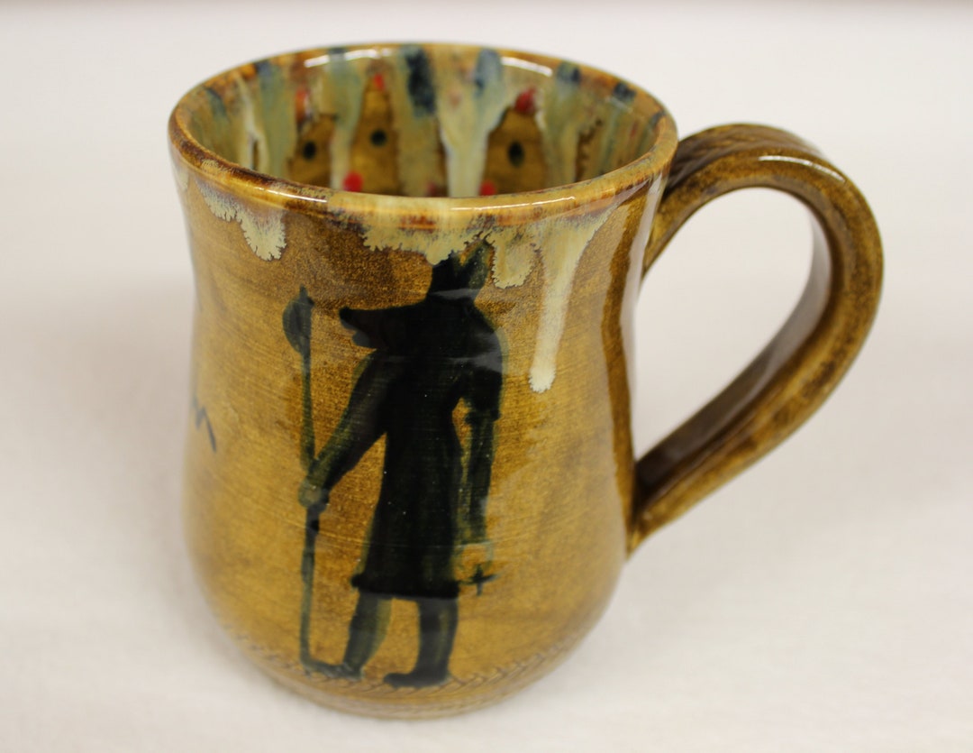 Anubis Ceramic Mug in Ancient Egyptian Bronze, Handmade Stoneware Mug ...