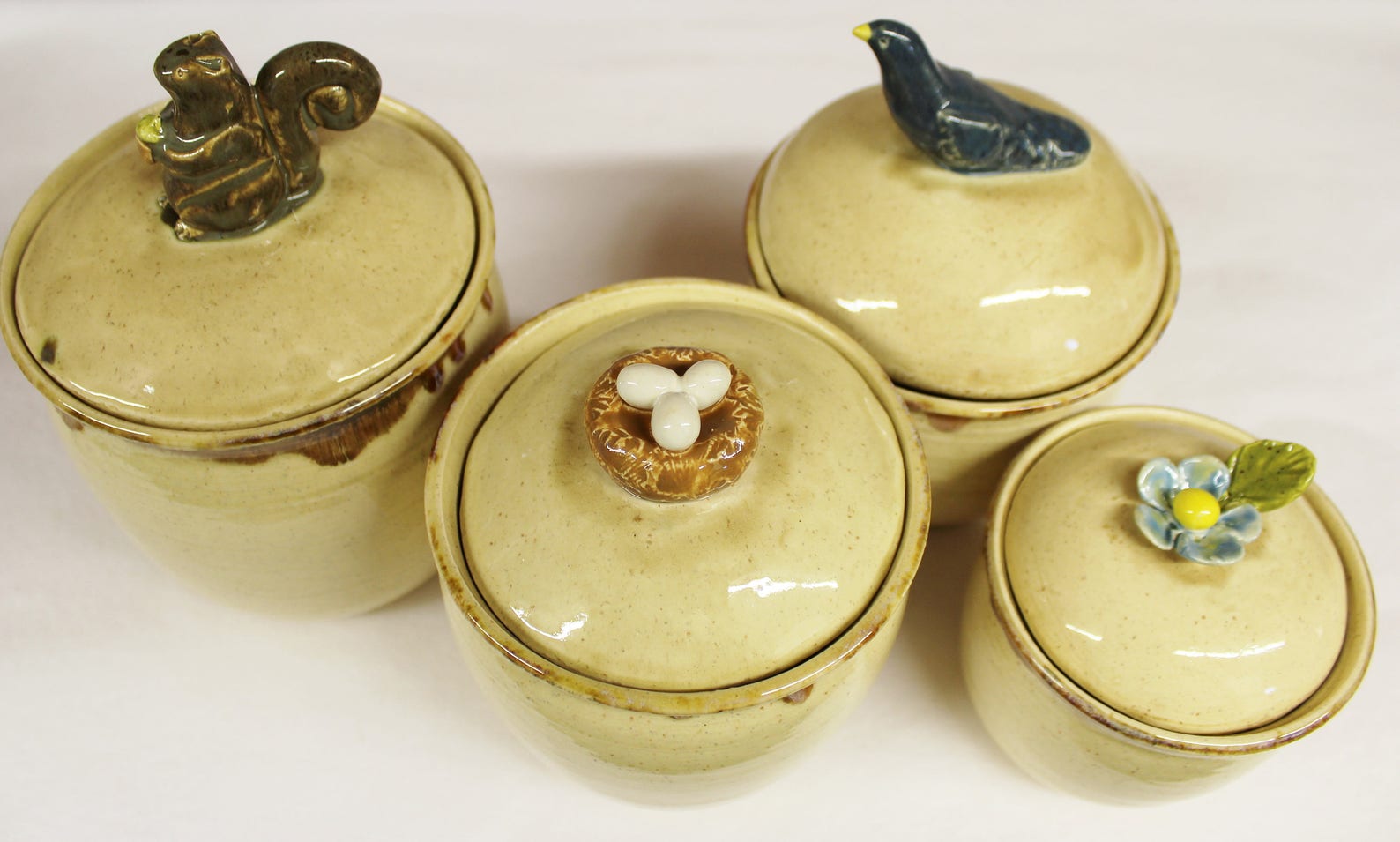 Canister Set With Brown Squirrel, Blue Bird, Nest ,and Flower - Etsy