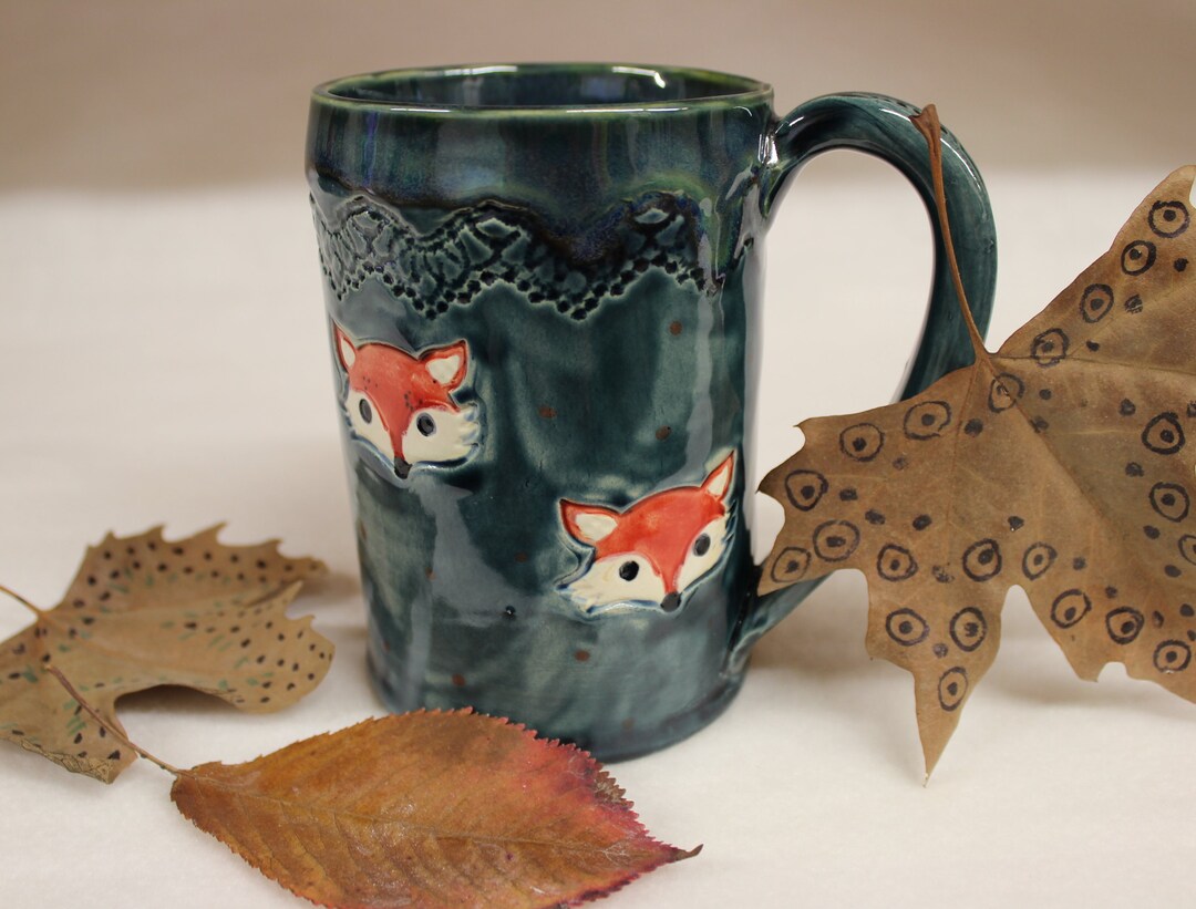 Red Fox Extra Large Ceramic Mug, Handmade Stoneware Pottery - Etsy