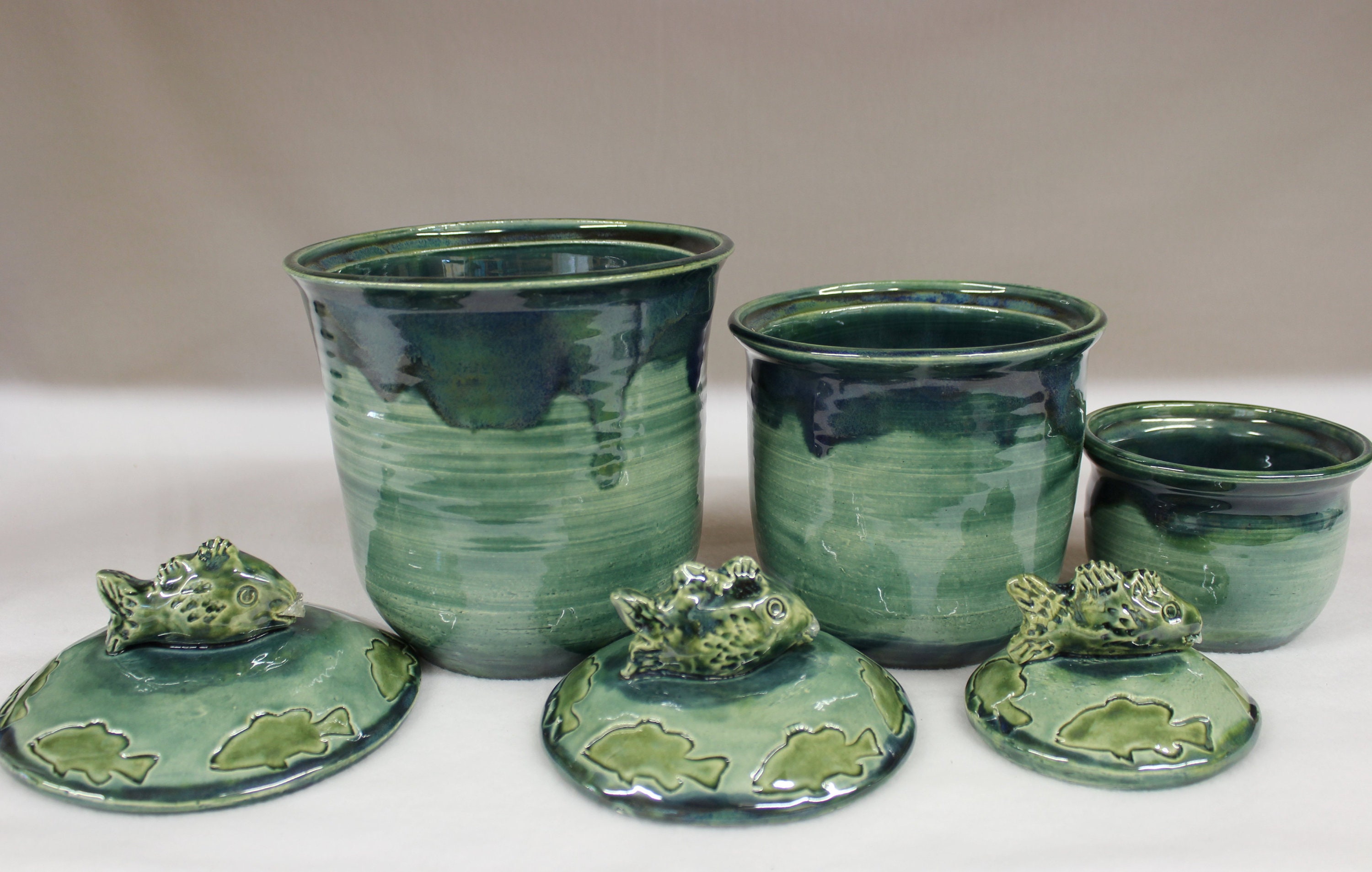 Bass Lake Fish Canister Set With Fish Knobs and Lake County Diamonds - Etsy