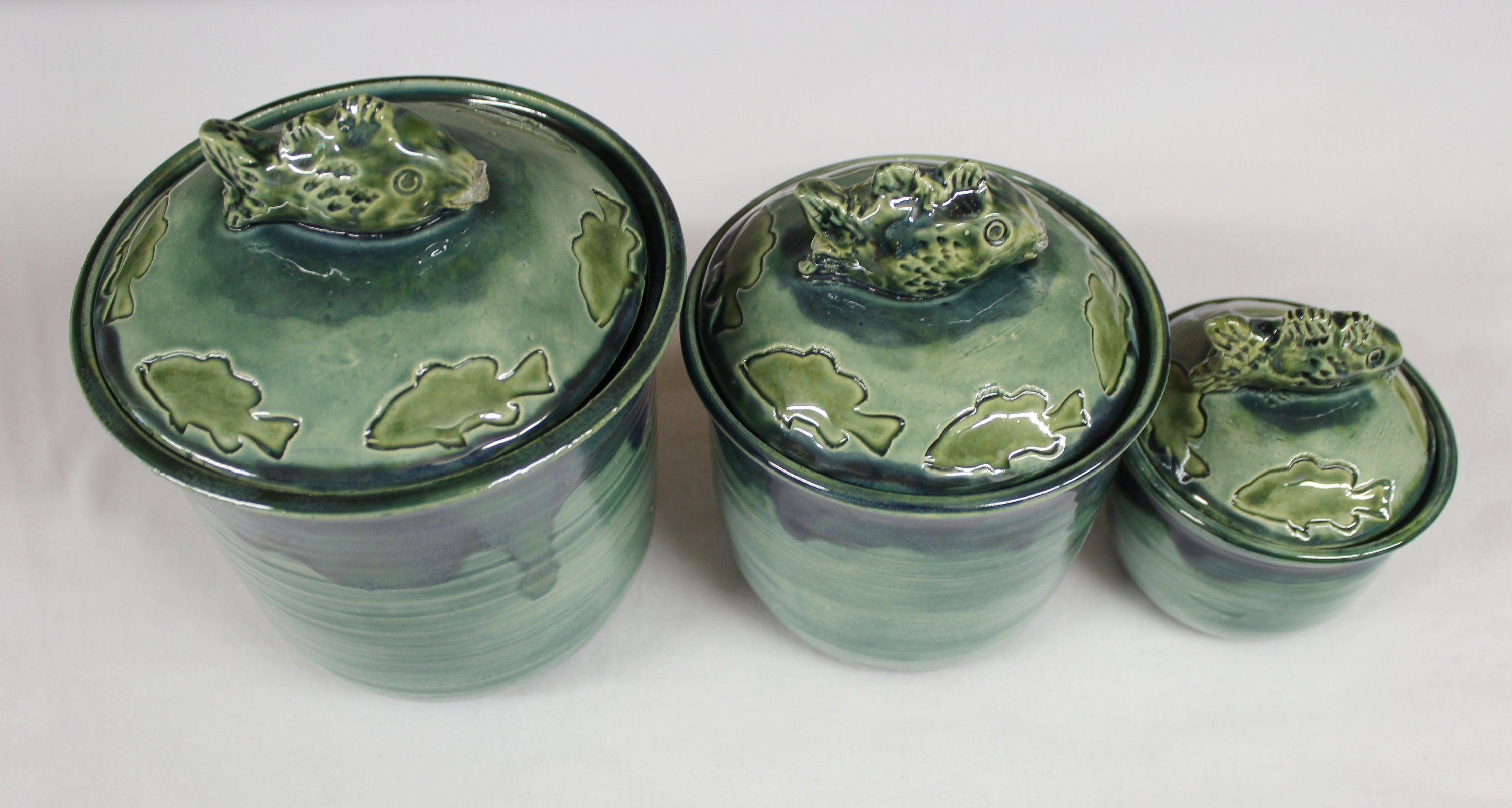 Bass Lake Fish Canister Set With Fish Knobs and Lake County Diamonds - Etsy
