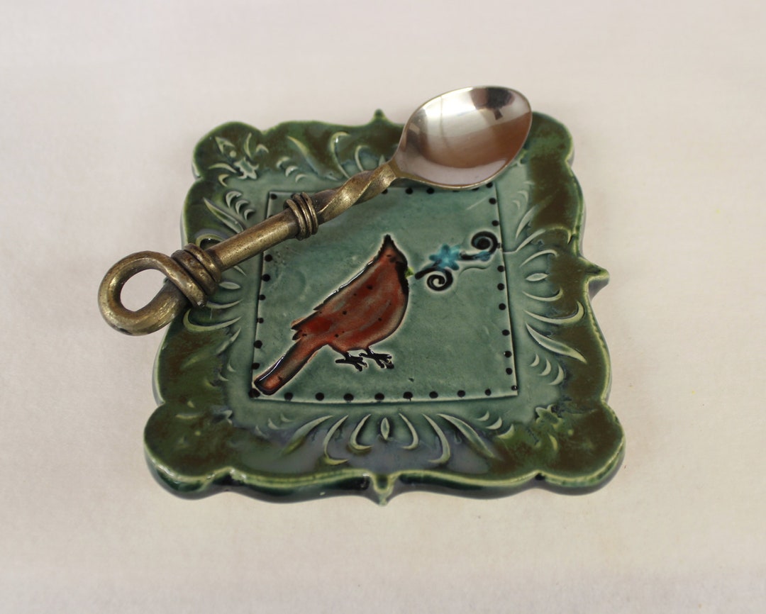 Little Red Cardinal Spoon Rest, Soap Dish, Jewelry Dish - Etsy