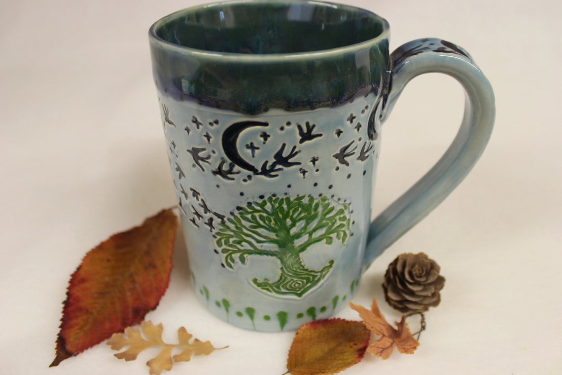 Ancient Tree of Life Under Swallow Migration Coffee Mug, Handmade ...